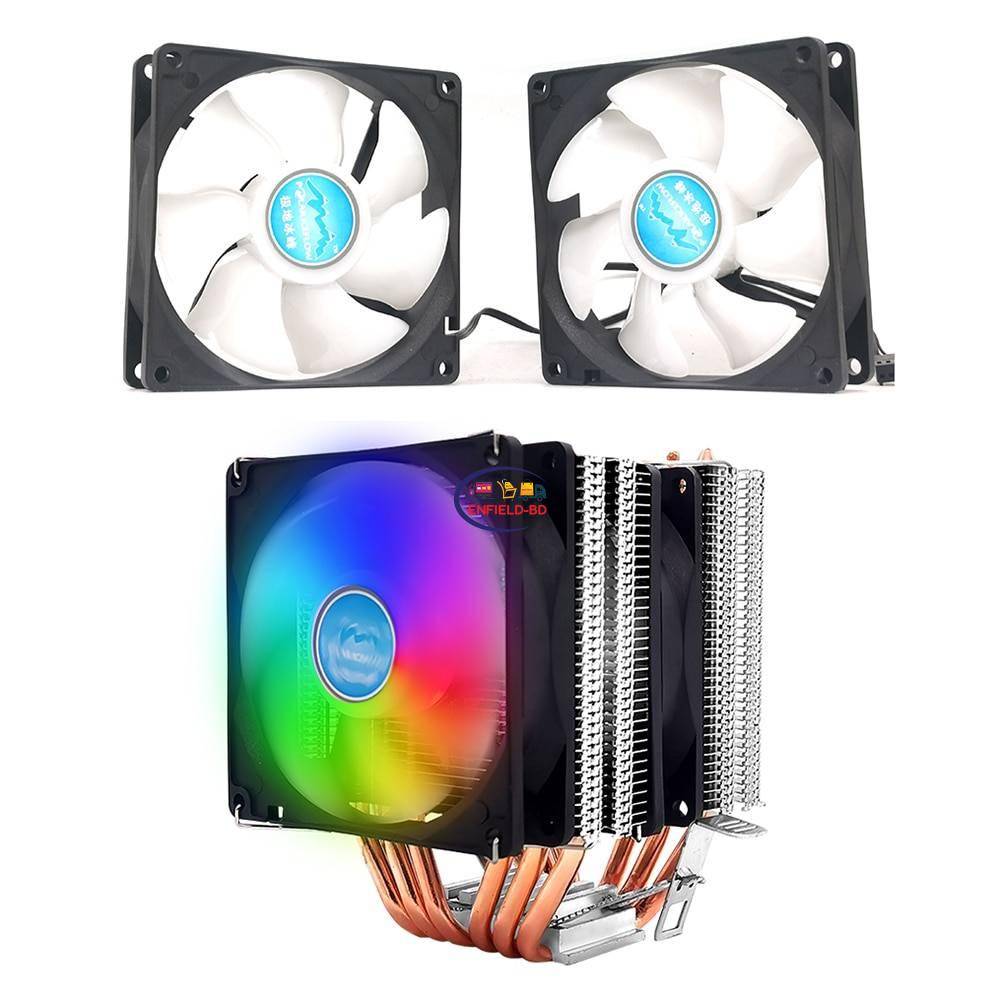 6 Heatpipes CPU Radiator Cooler 90mm RGB Fan for LGA 775