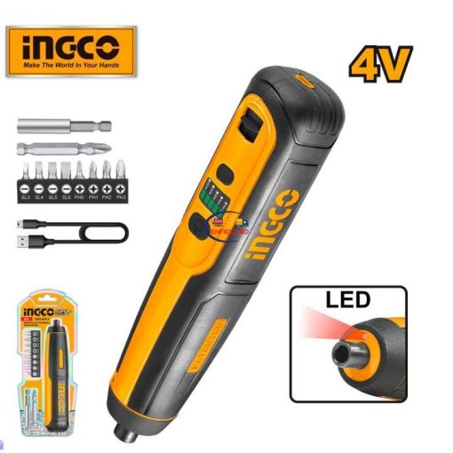 INGCO 4V Cordless Electric Screwdriver Compact Power Tool